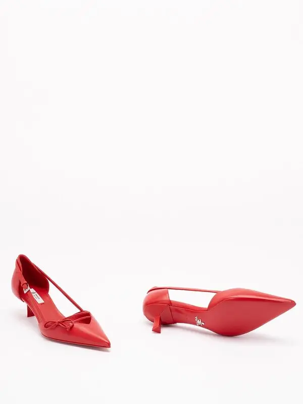 Prada Leather Pumps With Bow Detailing