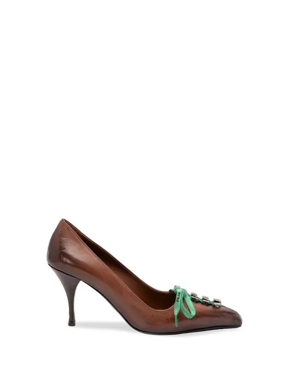 Prada Leather Pumps With Bow Detailing - Multicolor