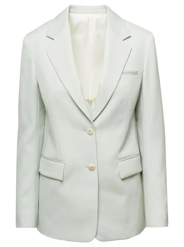 LANVIN Light Green Wool Mono-breasted Blazer With Pockets - Multicolor