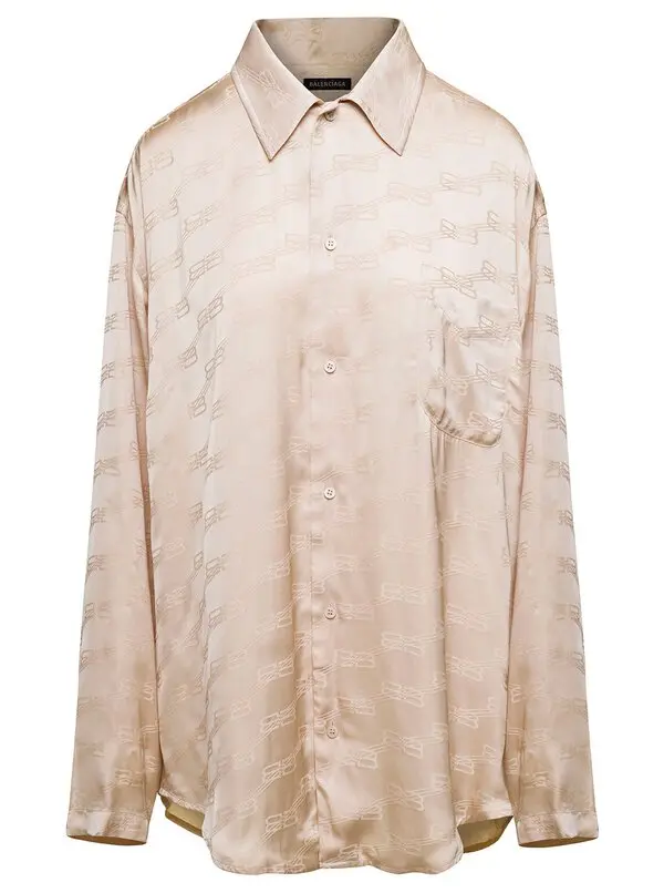 Balenciaga Viscose Shirt With All-over Logo - Multicolor