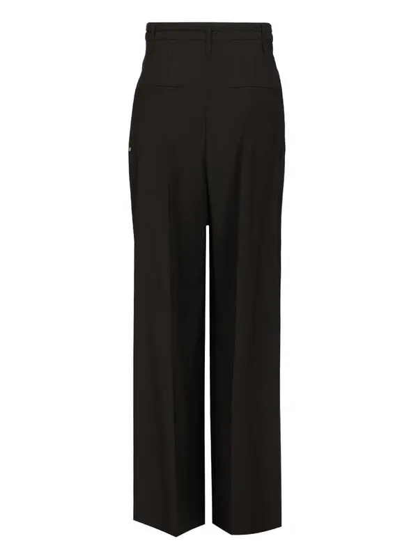 Sportmax Wide-leg Stretch Wool Trousers With Buckled Belt - Black