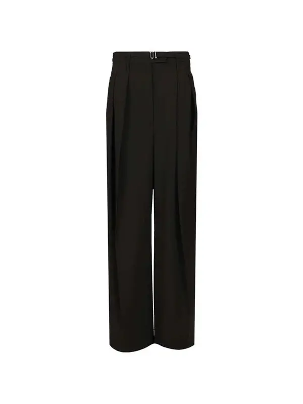 Sportmax Wide-leg Stretch Wool Trousers With Buckled Belt - Black