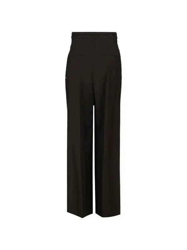 Sportmax Wide-leg Stretch Wool Trousers With Buckled Belt - Black