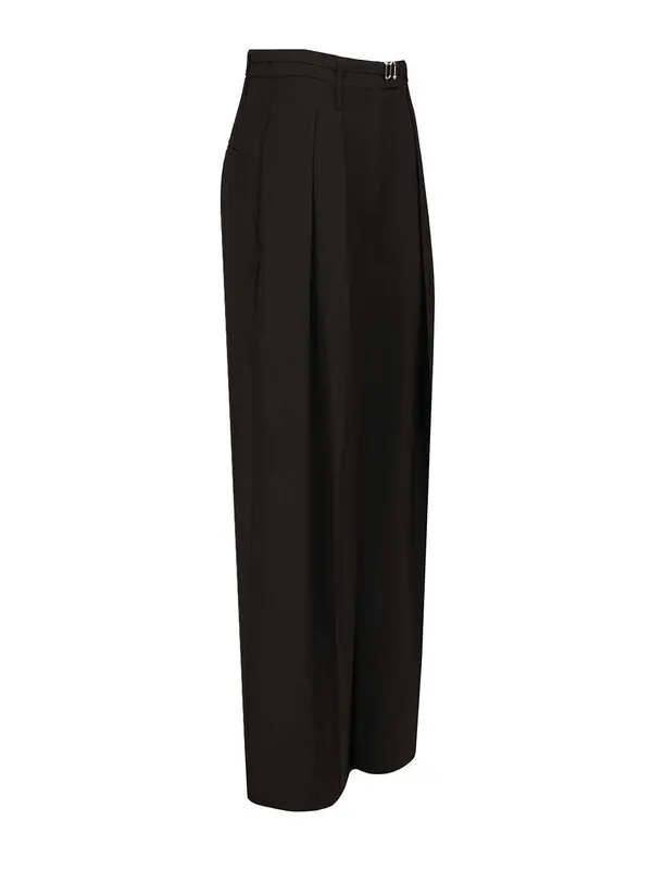 Sportmax Wide-leg Stretch Wool Trousers With Buckled Belt