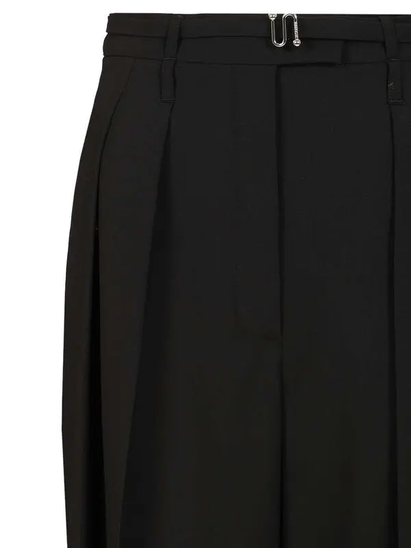 Sportmax Wide-leg Stretch Wool Trousers With Buckled Belt