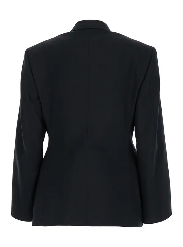 Balenciaga Black Single-breasted Wool Jacket With Notched Revers - Multicolor
