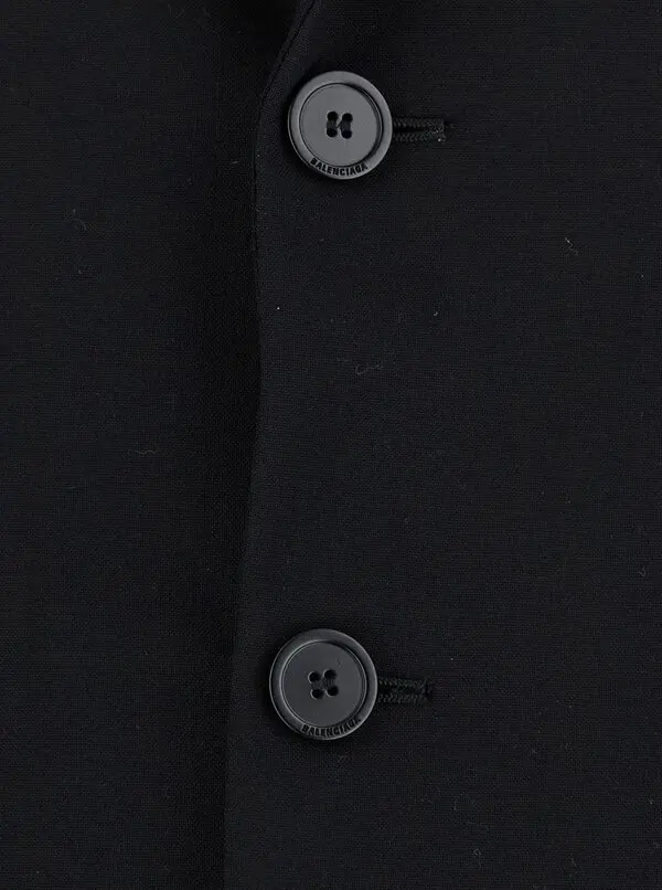 Balenciaga Black Single-breasted Wool Jacket With Notched Revers - Multicolor