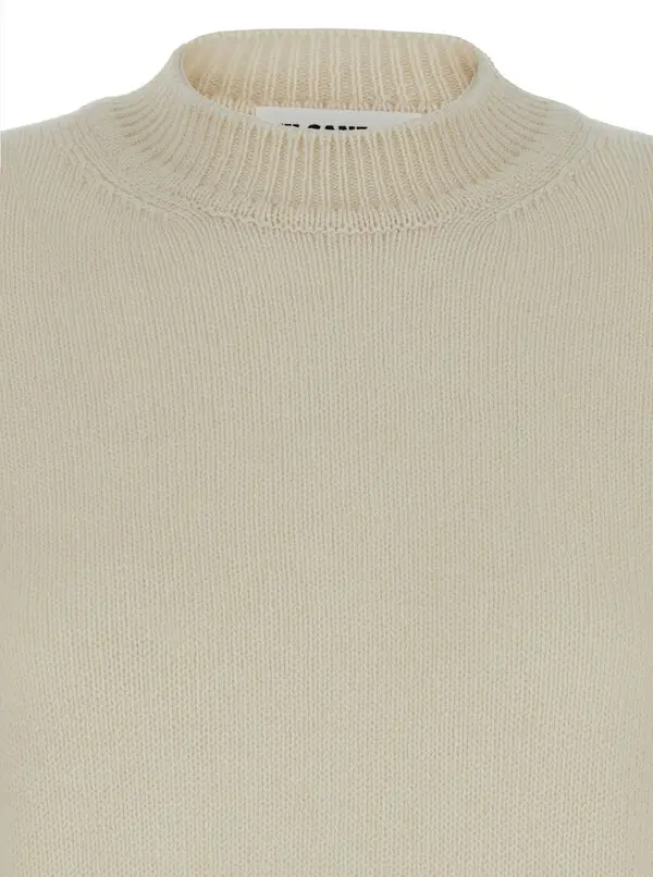 JIL SANDER Beige Cashmere Ribbed Pullover - Multicolor