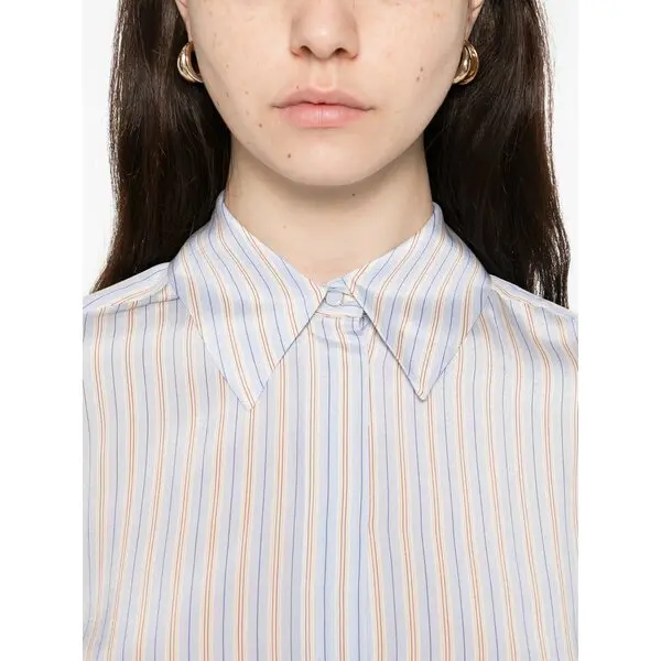 Max Mara Striped Silk Shirt With Pointed Collar
