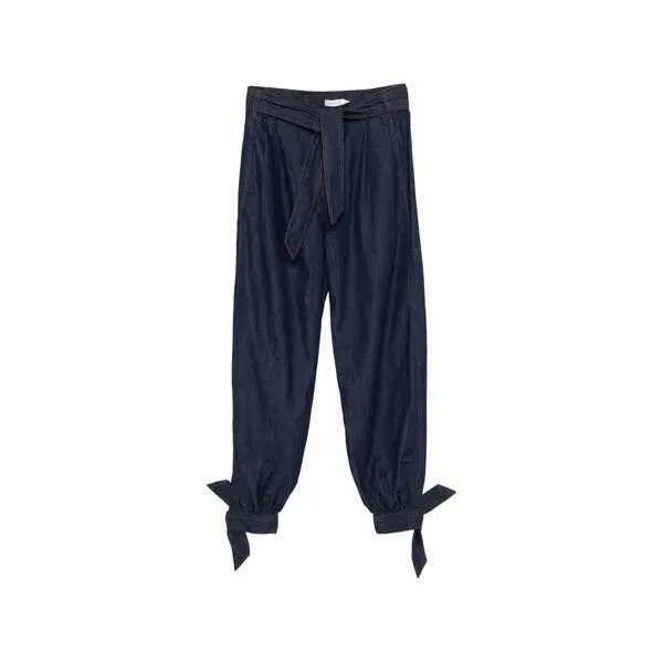 Zimmermann Denim Tapered Jeans With Tie Embellishment - Blue