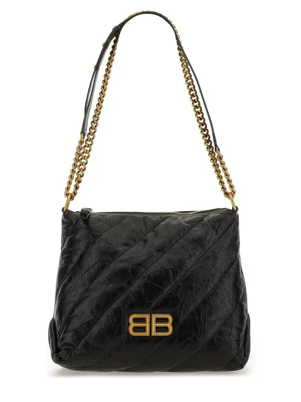 Balenciaga Crush Zipped Hobo Bag - Black