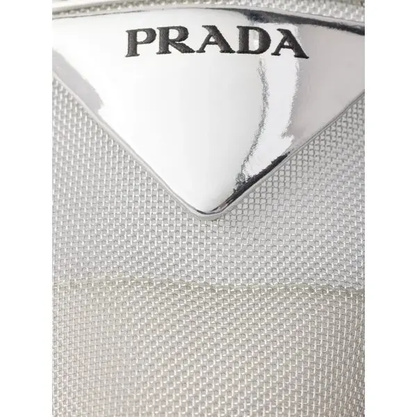 Prada Silver Tone Metallic Leather Slingback Heels