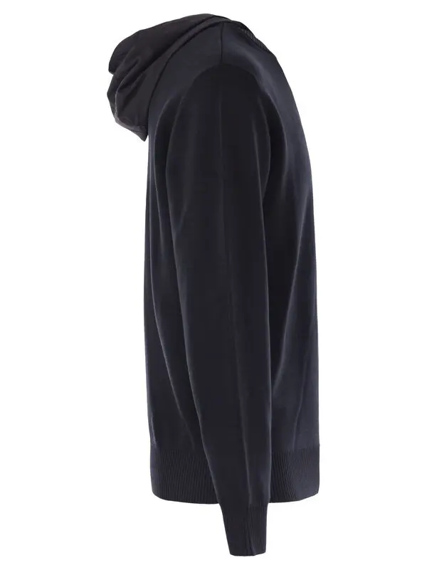 Herno Double Cotton Knit And Nylon Hoodie