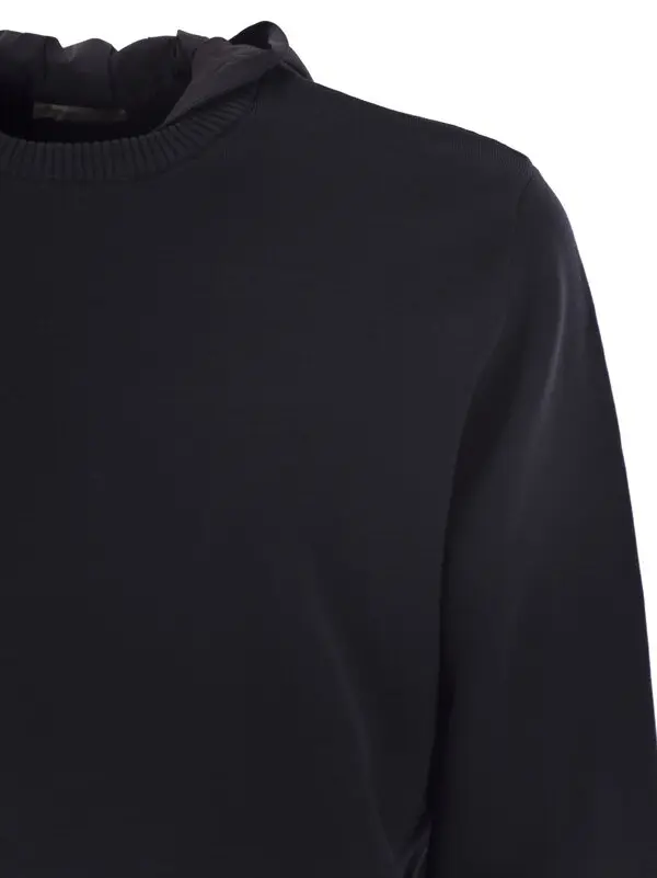 Herno Double Cotton Knit And Nylon Hoodie