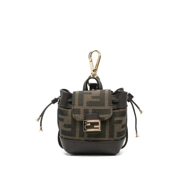 Fendi Dark Jacquard Ff Motif Drawstring Bag Accessory