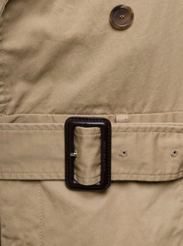 Balenciaga Beige Cotton Twill Deconstructed Trench Coat With Belt - Multicolor