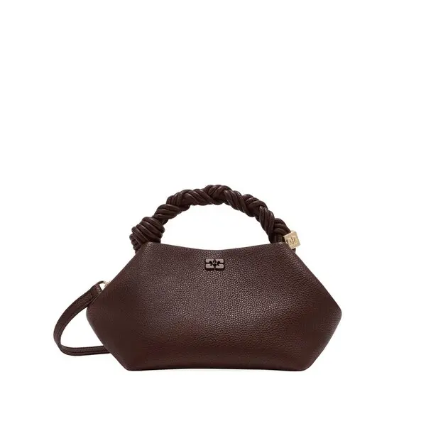 GANNI Leopard Print Twisted Top Handle Bag - Brown