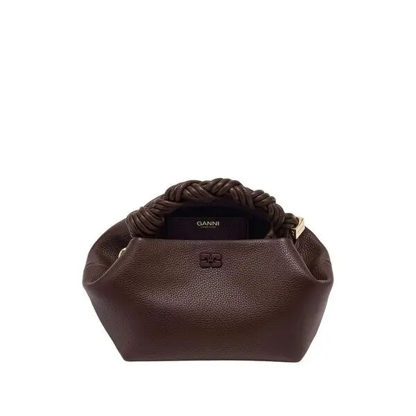 GANNI Leopard Print Twisted Top Handle Bag