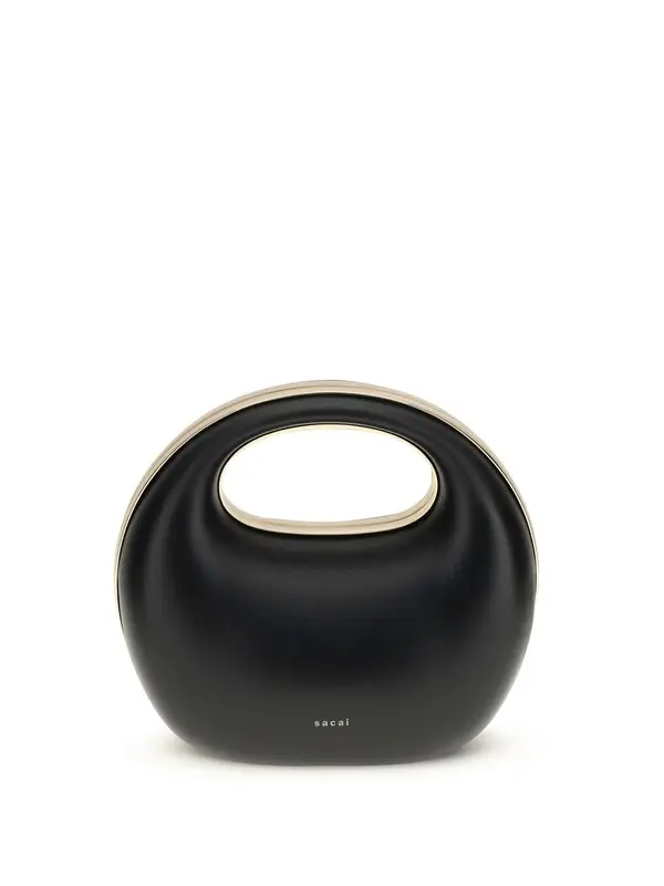 Sacai Rigid Handbag With Gold Detailing - Black