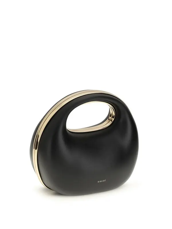 Sacai Rigid Handbag With Gold Detailing - Black
