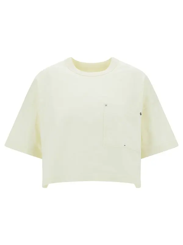 Bottega Veneta Cotton Cropped T-shirt With Patch Pocket - Multicolor