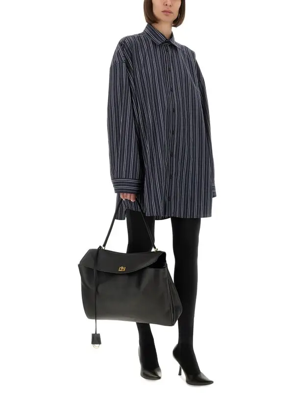 Balenciaga Oversize Striped Cotton Shirt - Blue