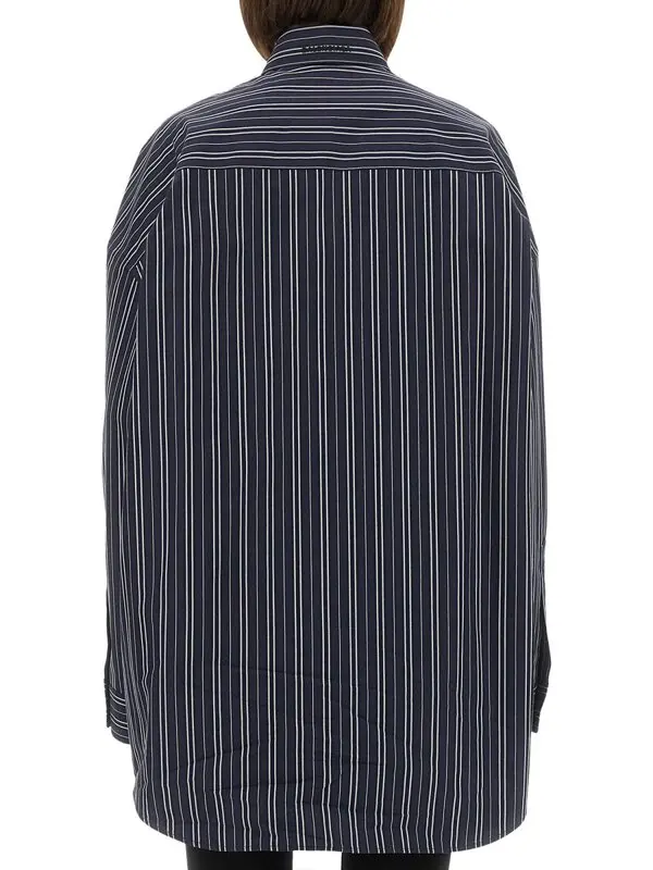 Balenciaga Oversize Striped Cotton Shirt - Blue
