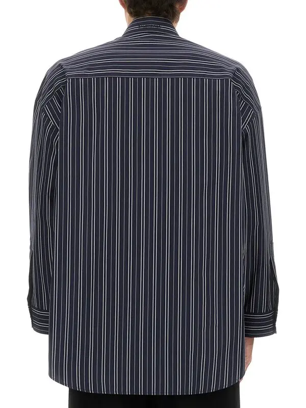 Balenciaga Oversize Striped Cotton Shirt - Blue