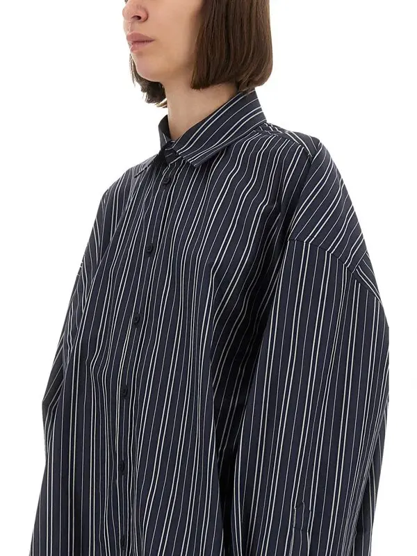 Balenciaga Oversize Striped Cotton Shirt - Blue