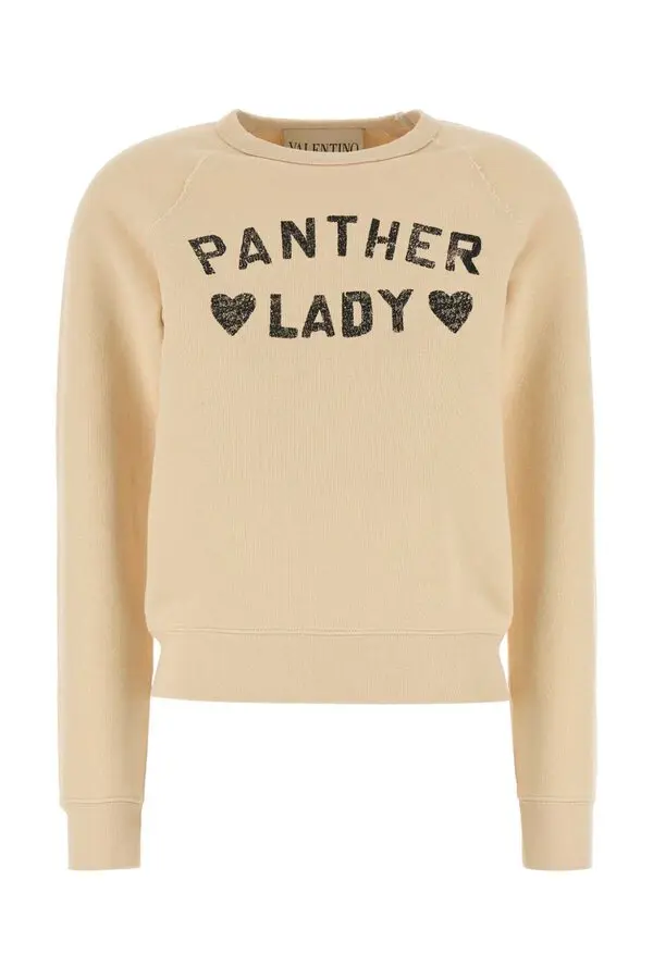 Valentino Garavani Cotton Crewneck Sweatshirt With Graphic Detail - Yellow