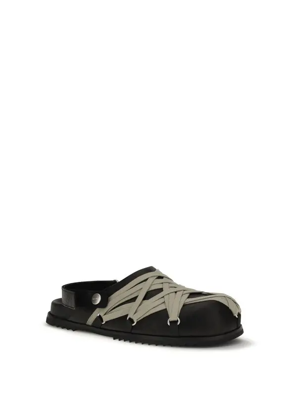 Rick Owens Megalace Leather Mules - Black