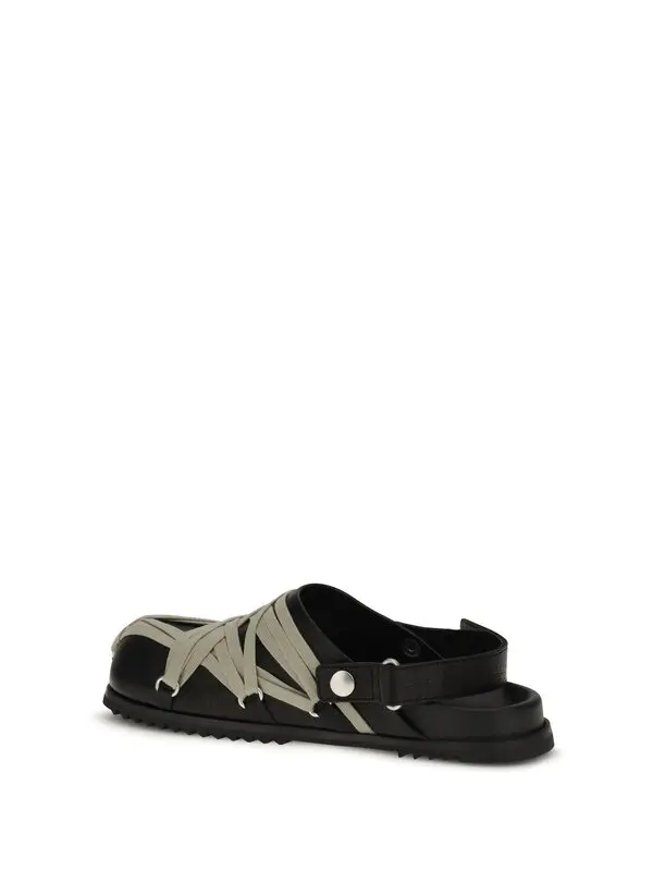 Rick Owens Megalace Leather Mules - Black