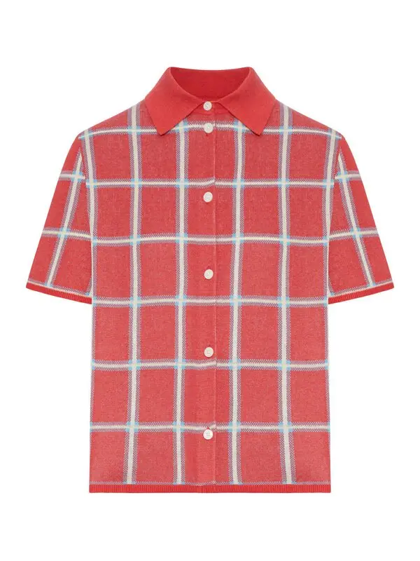 Guest In Residence Linen And Silk Blend Polo Shirt With Check Pattern - Multicolor