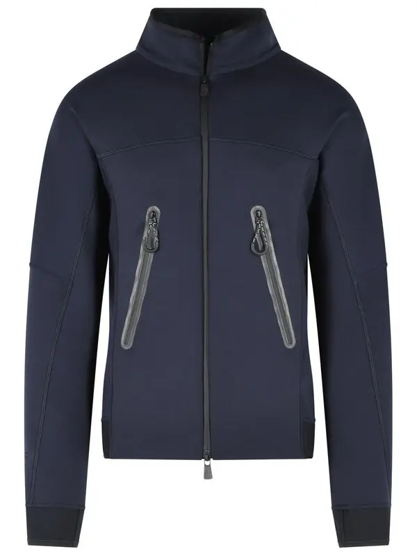 Moncler Polyester Blend Logo Zip Sweatshirt - Blue
