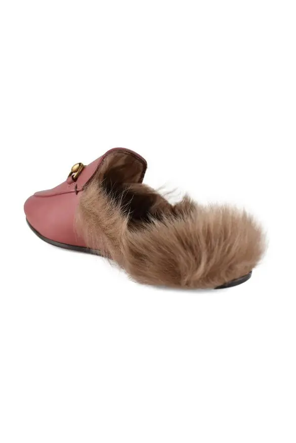 Gucci Princetown Mules With Lambswool Lining - Pink