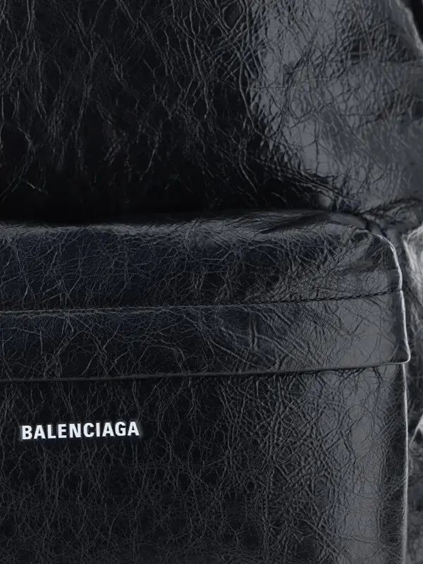 Balenciaga Explorer Leather Backpack - Black