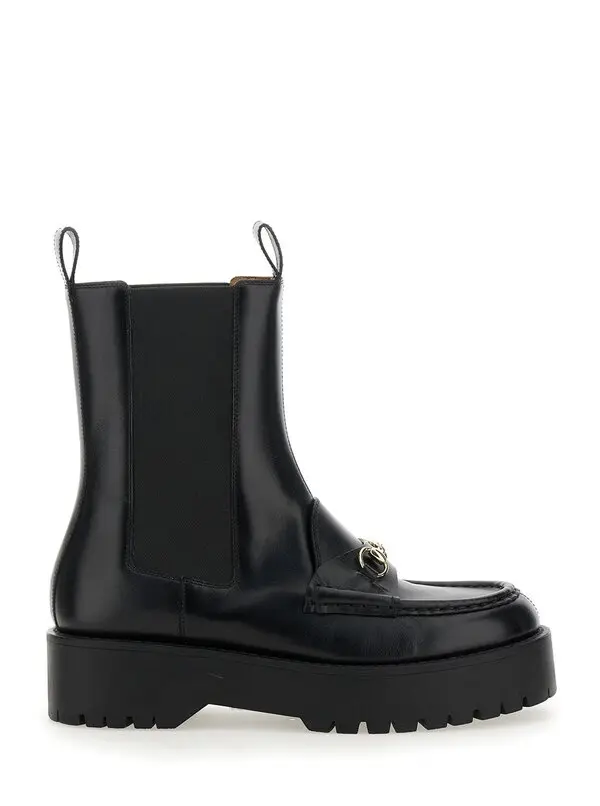 Gucci Leather Ankle Boots With Horsebit Detail - Multicolor