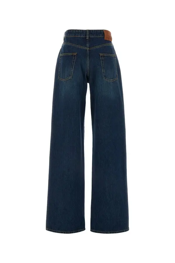 Alexander McQueen Wide Leg Denim Trousers - Multicolor