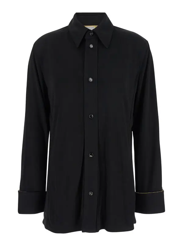 Bottega Veneta Black Viscose Shirt With Notebook Cuffs - Multicolor