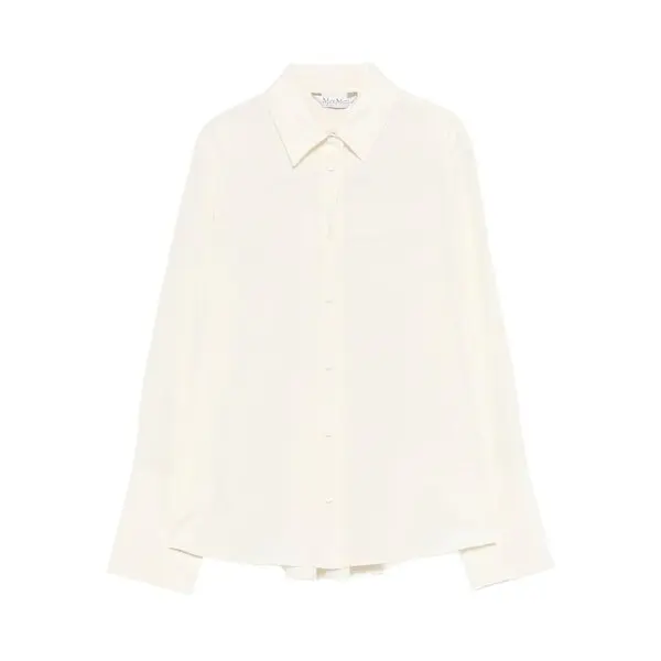 Max Mara Silk Spandex Button-up Shirt - Cream