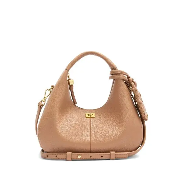 GANNI Leopard-print Satchel With Twisted Top Handle - Brown