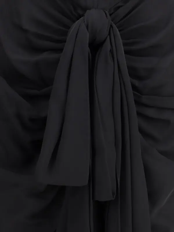 Alaïa Draped Viscose Midi Dress With Side Bow