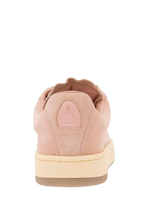LANVIN Low Top Pink Suede Sneakers With Oversized Laces - Multicolor