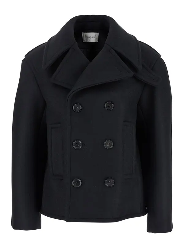 Saint Laurent Double-breasted Wool Coat - Multicolor
