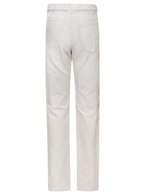 MAISON MARGIELA White Cotton Denim Straight Leg Jeans With Contrasting Stitching - Multicolor