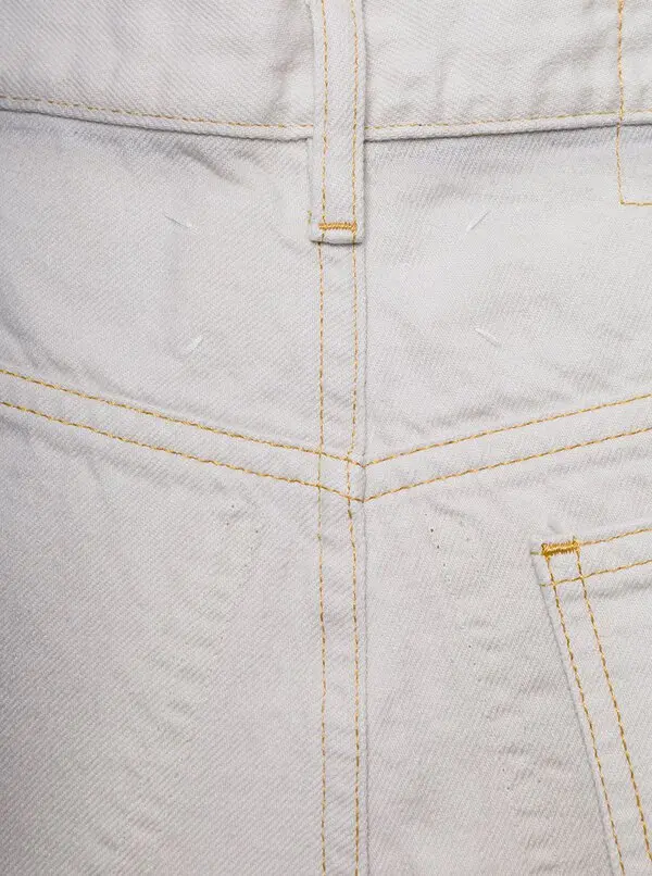 MAISON MARGIELA White Cotton Denim Straight Leg Jeans With Contrasting Stitching - Multicolor