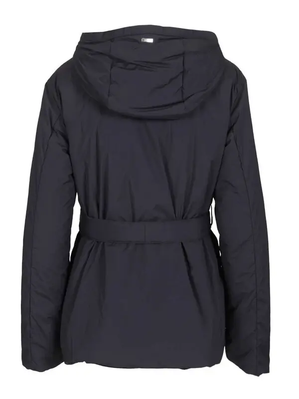 Herno Nylon Hooded Jacket With Belt - Blue