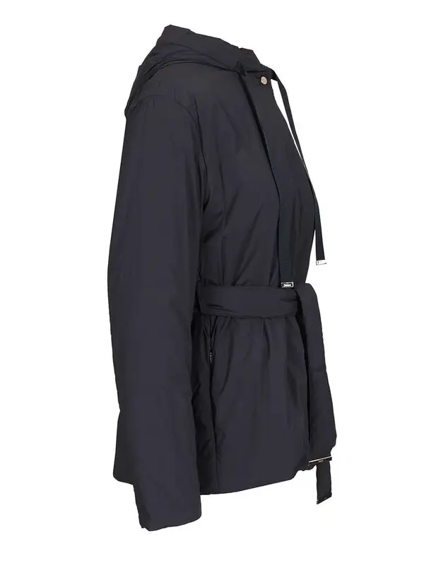 Herno Nylon Hooded Jacket With Belt - Blue