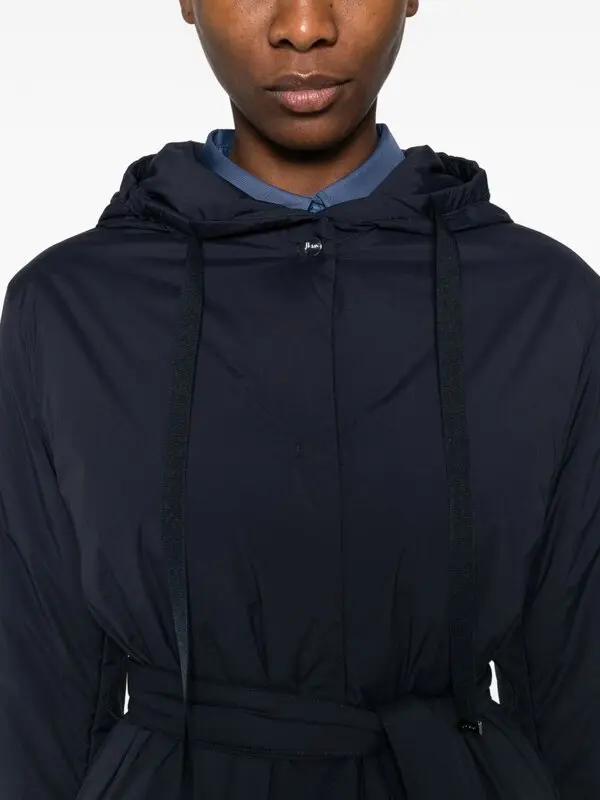 Herno Nylon Hooded Jacket With Belt - Blue