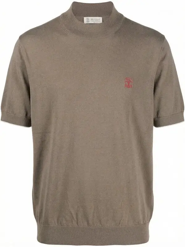 Brunello Cucinelli Mock Neck Short Sleeve Sweater